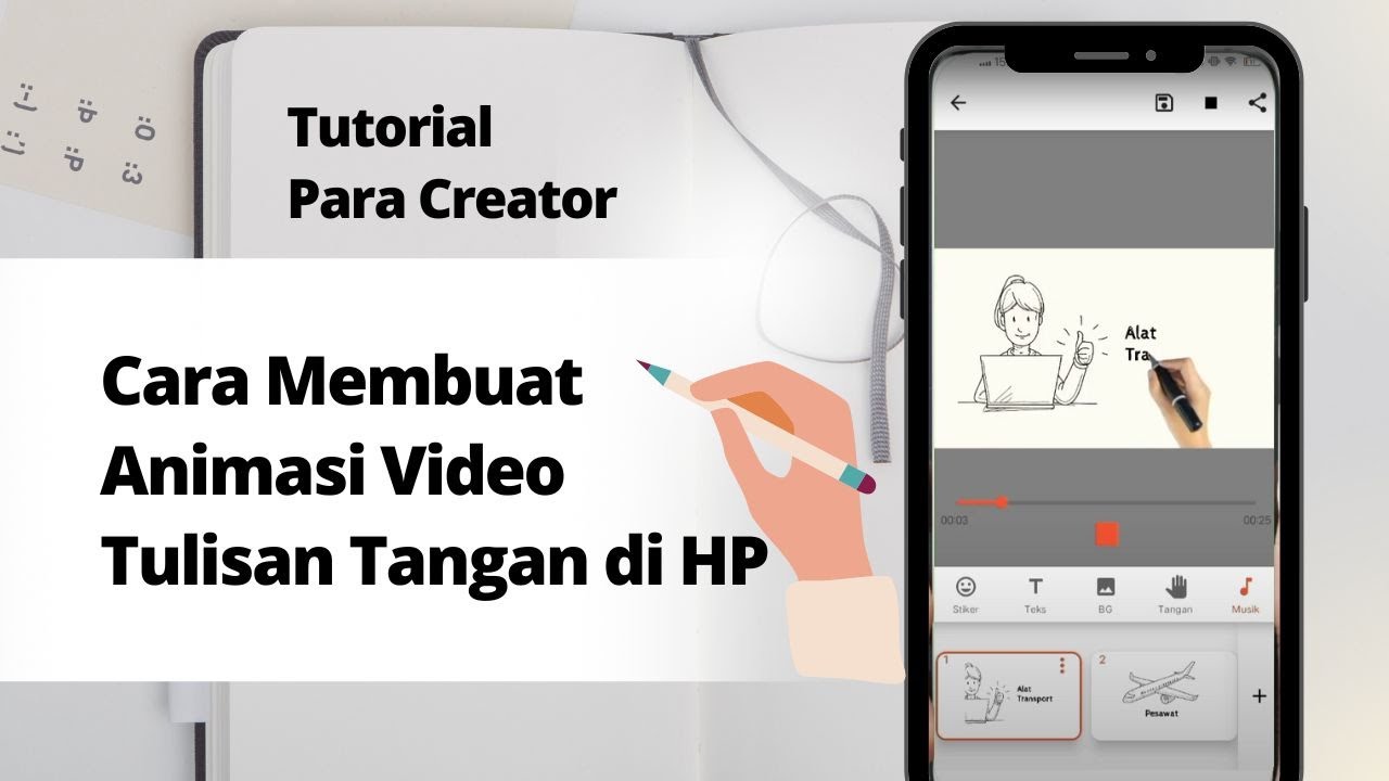 Membuat animasi Tulisan tangan di HP, Cocok untuk video Pembelajaran ...