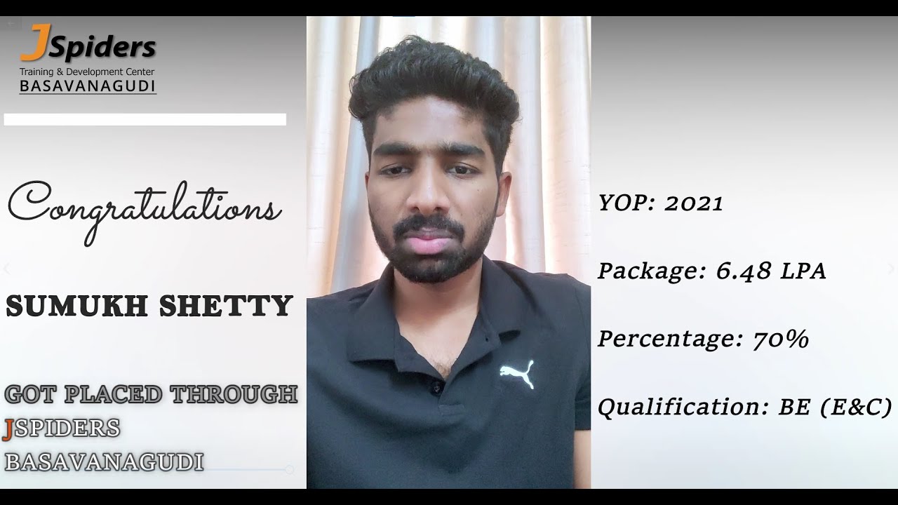 Congratulations | JSpiders Basavanagudi | SUMUKH SHETTY - YouTube