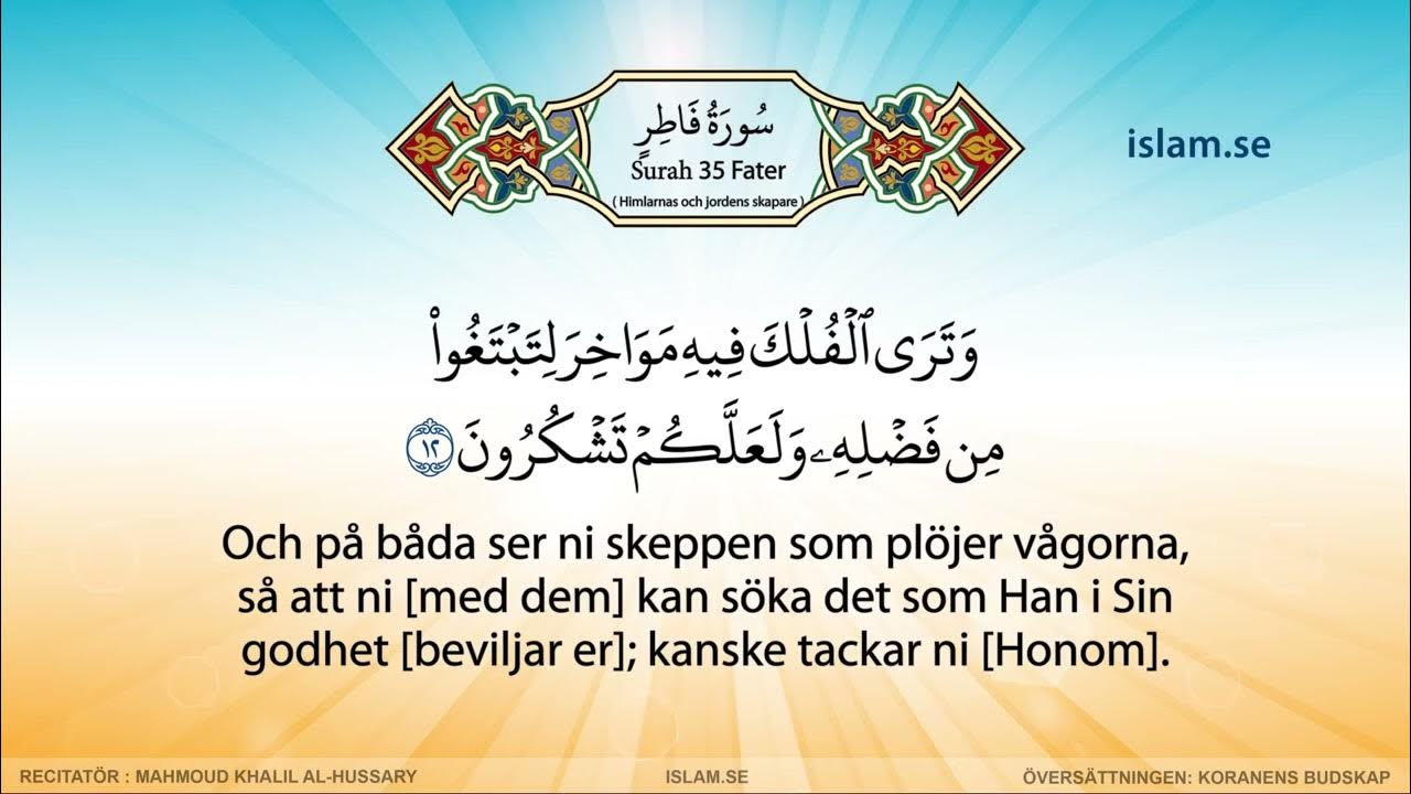 Koranen på svenska | Surah 35 | Fatir | Himlarnas och jordens skapare | Med svensk översättning ...