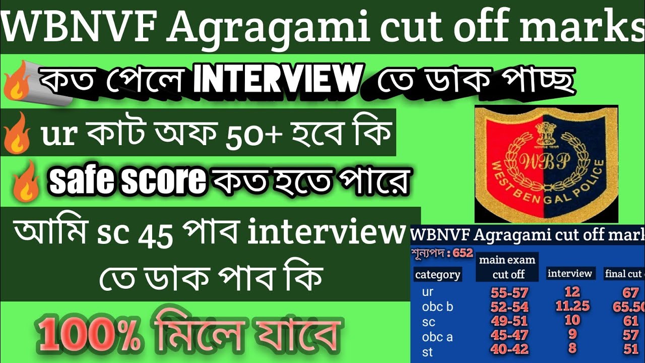 WBNVF অগ্রগামি CUT OFF/nvf civil defence cut off/wbnvf main exam cut ...