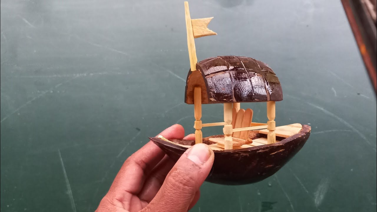 coconut shell craft | Boat - YouTube