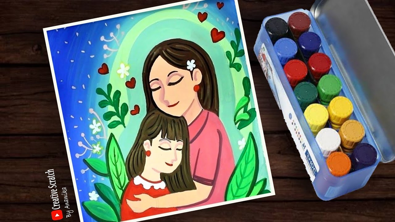 Mothers Day Drawing Easy Step by Step | Happy Mothers Day Drawing ...