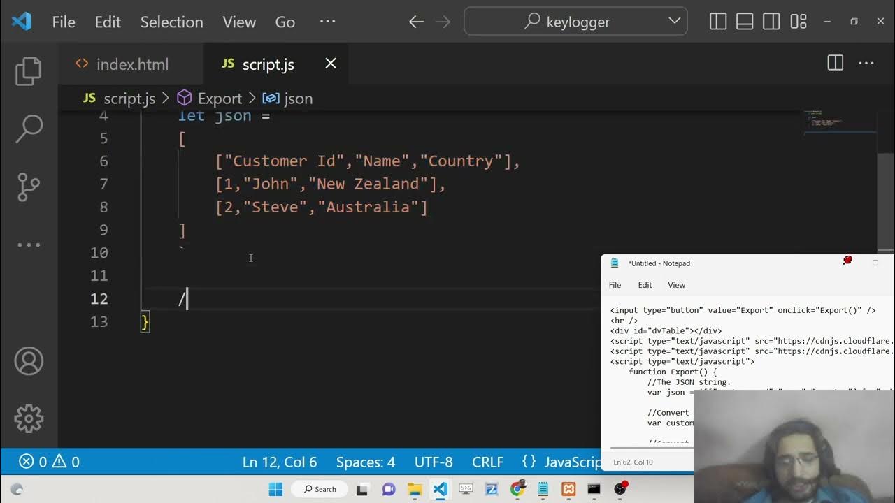 Pdfmake Js Html2canvas Tutorial To Export Json Objects To Html5 Table In Javascript Youtube