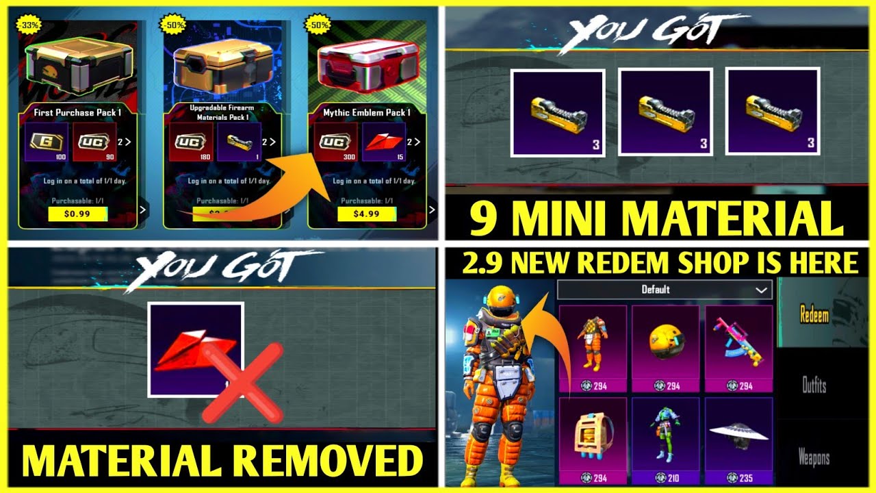 OMG😱 MATERIAL REMOVED FROM AG SHOP | GET 9 MINI MATERIAL | PUBG 2.9 NEW ...