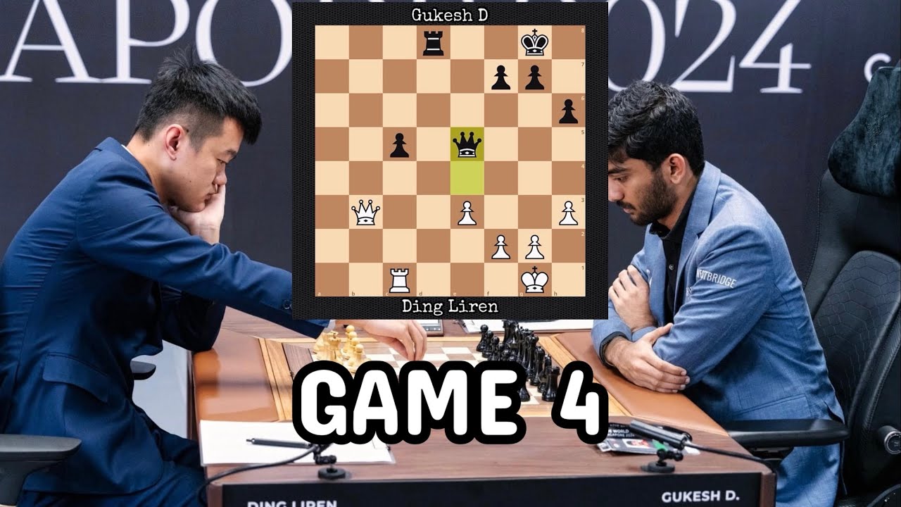 DING LIREN vs GUKESH D | World Championship Match (2024) - Game 4 - YouTube