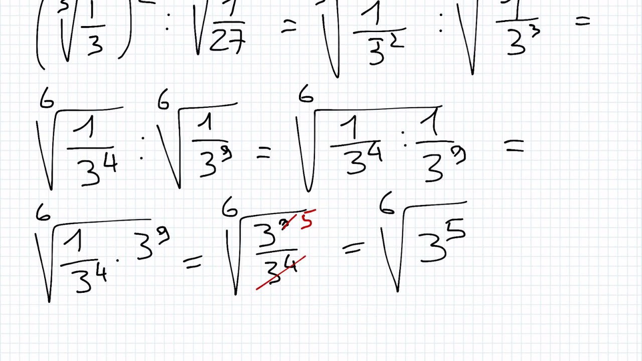 Esercizi su operazioni tra radicali numerici - YouTube