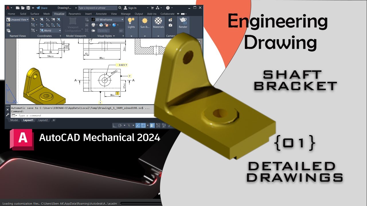 01 - Beginner friendly Detailed Drawing of a Shaft Bracket - FULL VIDEO ...