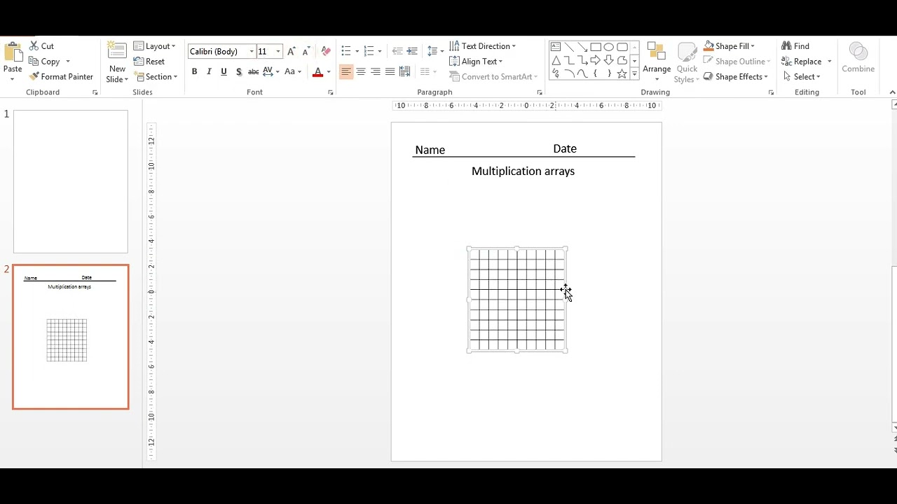 How to create multiplication array worksheet with powerpoint - YouTube