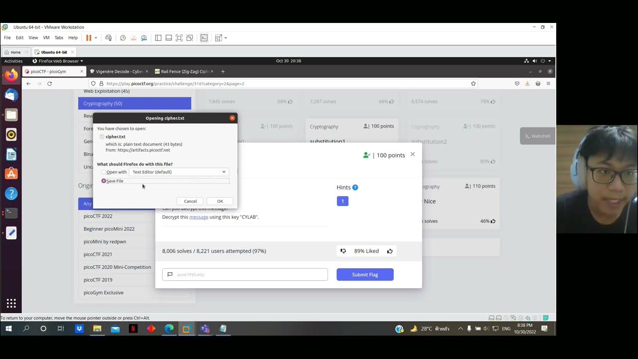 PicoCTF Solution (Thai Language) - rail-fence,Vigeneer - YouTube