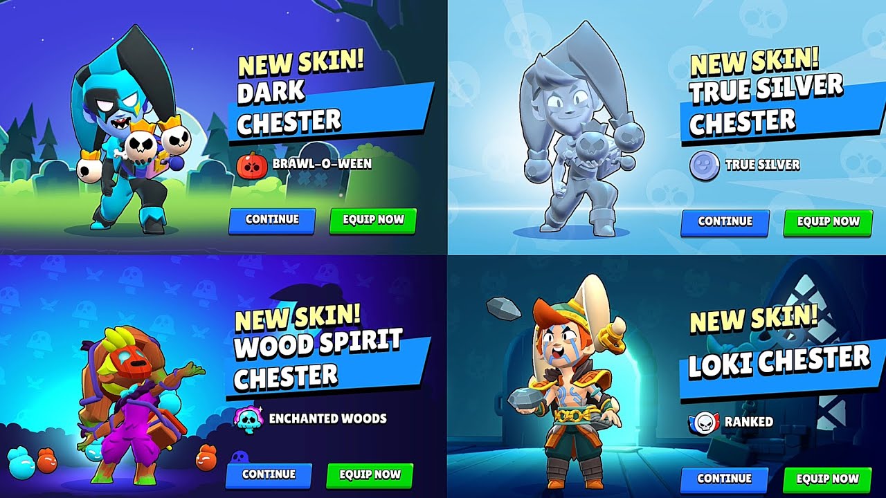 Chester All Skin Unlock Animation Brawl Stars - YouTube