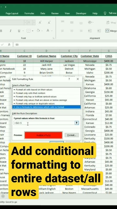 How to apply conditional formatting to all rows - YouTube