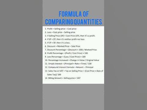 Important formula of Comparing quantities # maths # education - YouTube