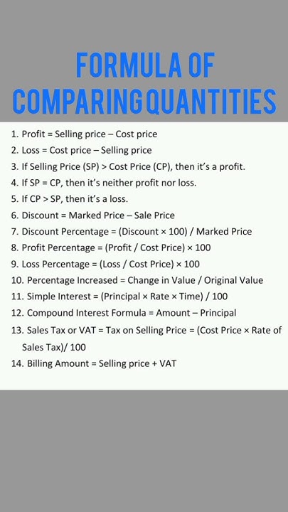 Important formula of Comparing quantities # maths # education - YouTube