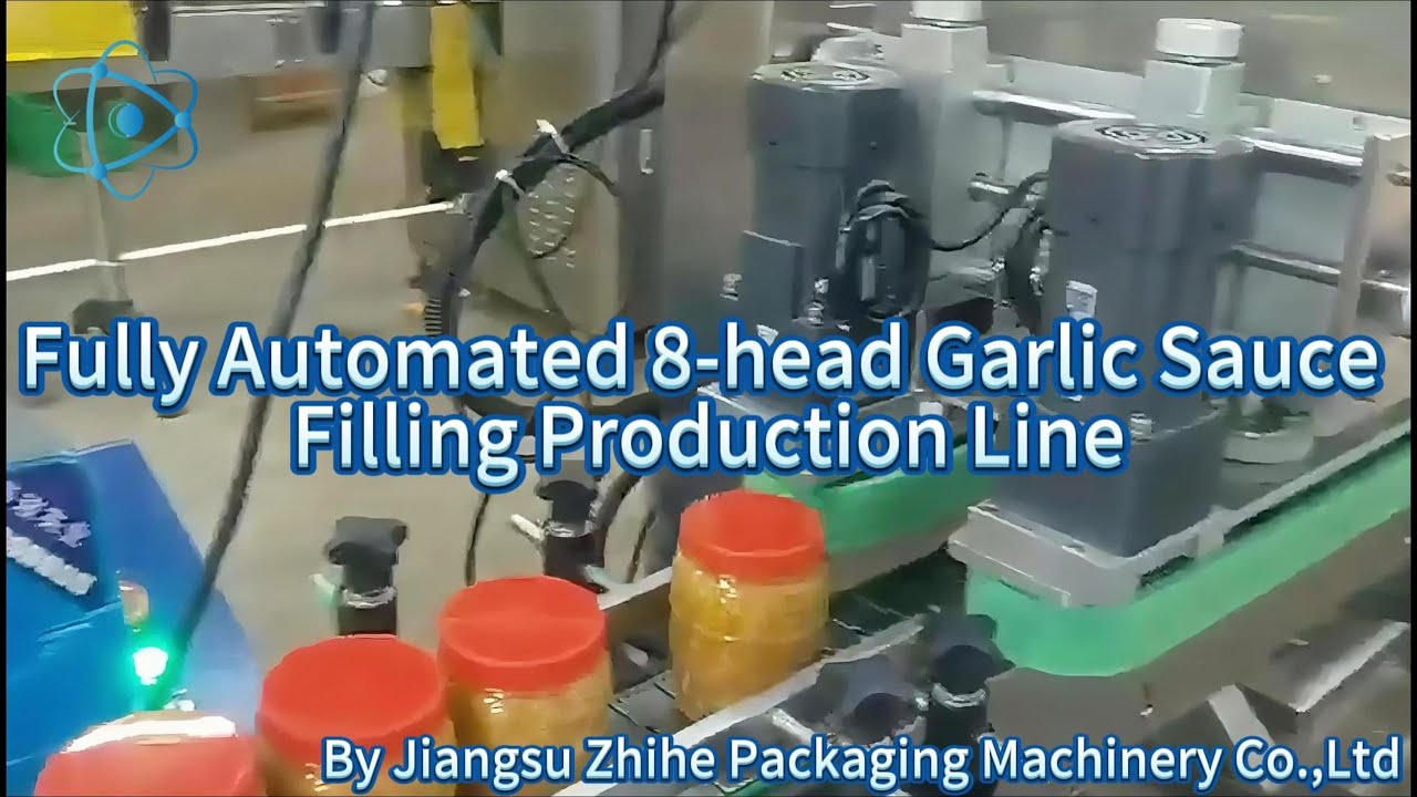 Fully automated 8-head garlic sauce filling production line by Jiangsu ...