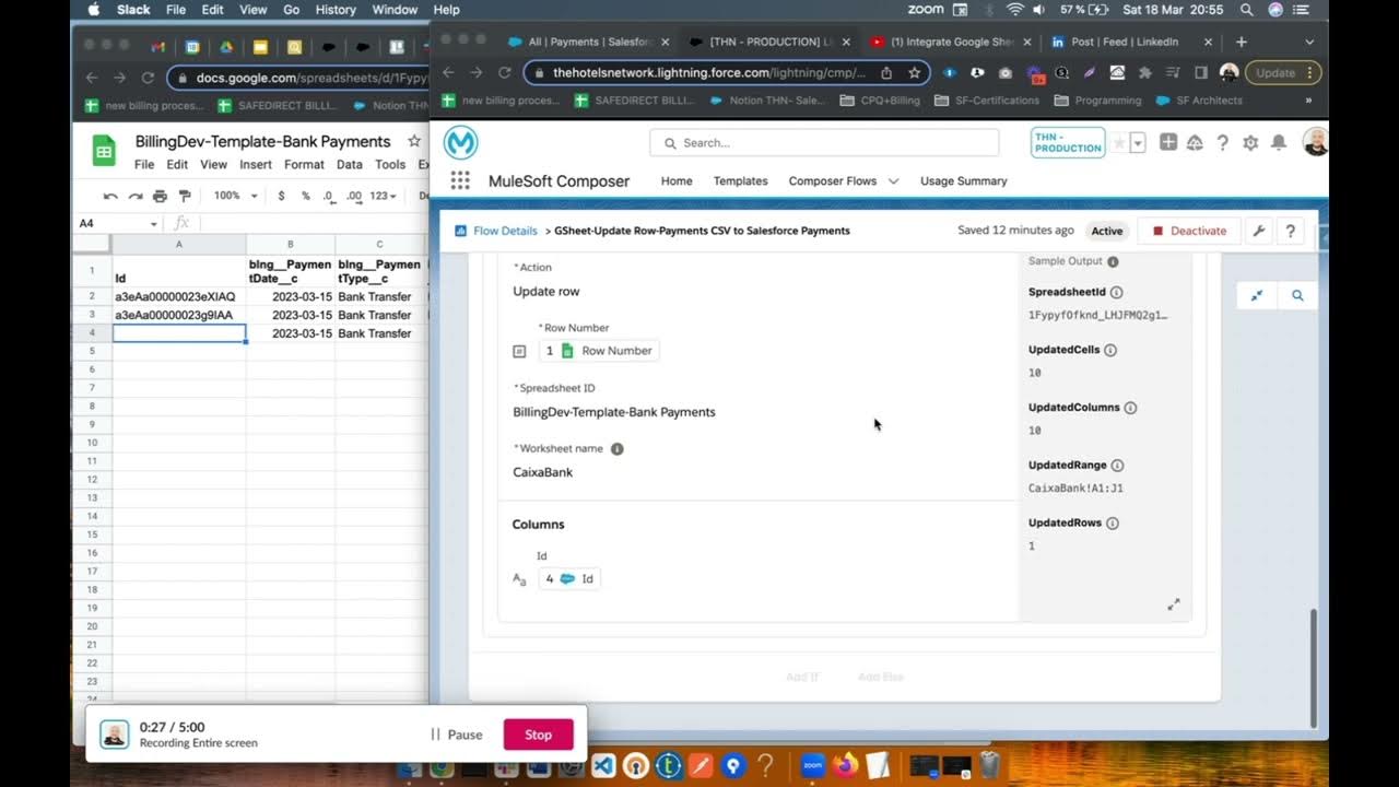 MuleSoft Composer - Quick demo - Importing Payments from Google Sheet to Salesforce Billing ...