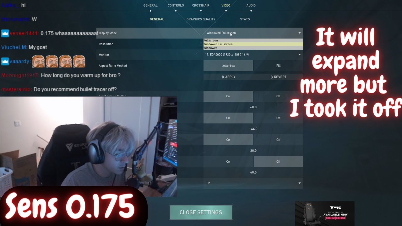 TenZ's new Setting after SEN vs 100T - YouTube