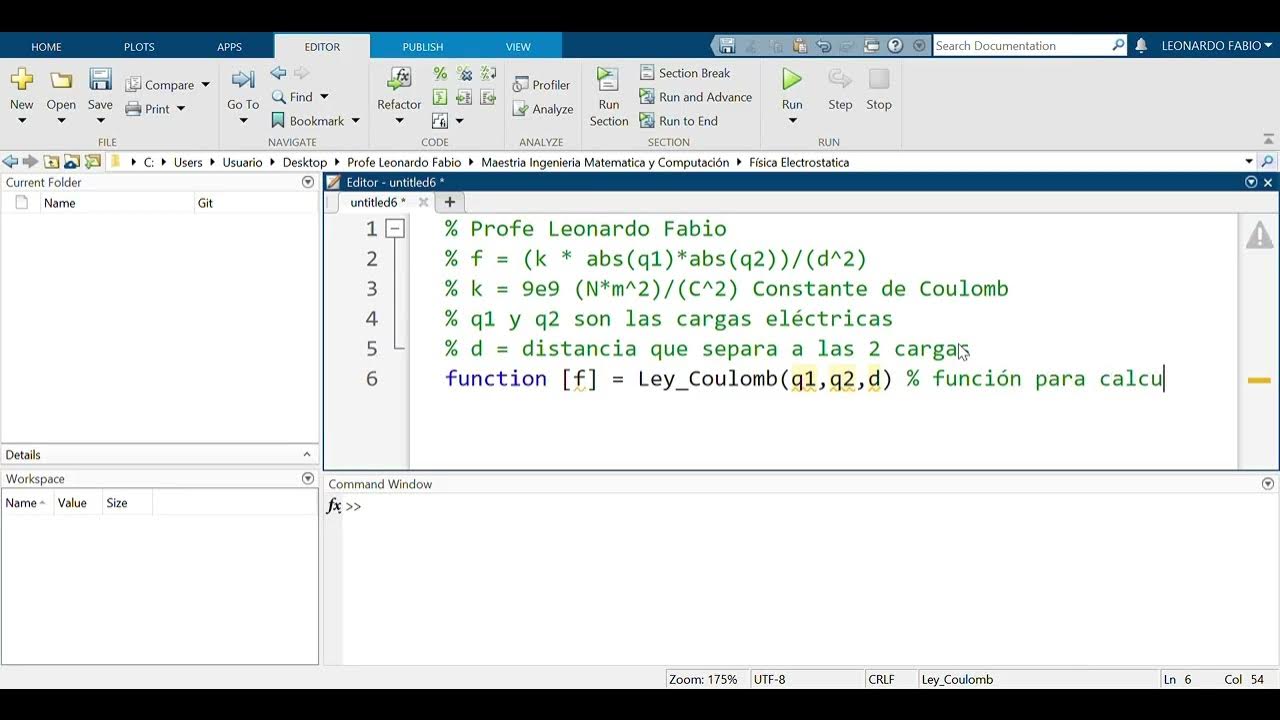 Ley de Coulomb en Matlab - YouTube