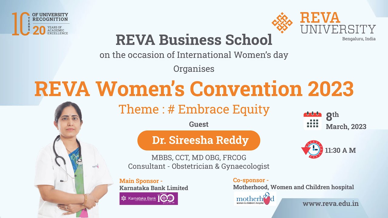 REVA Women's Convention 2023 | Dr. Sireesha Reddy | 08 March 2023 - YouTube