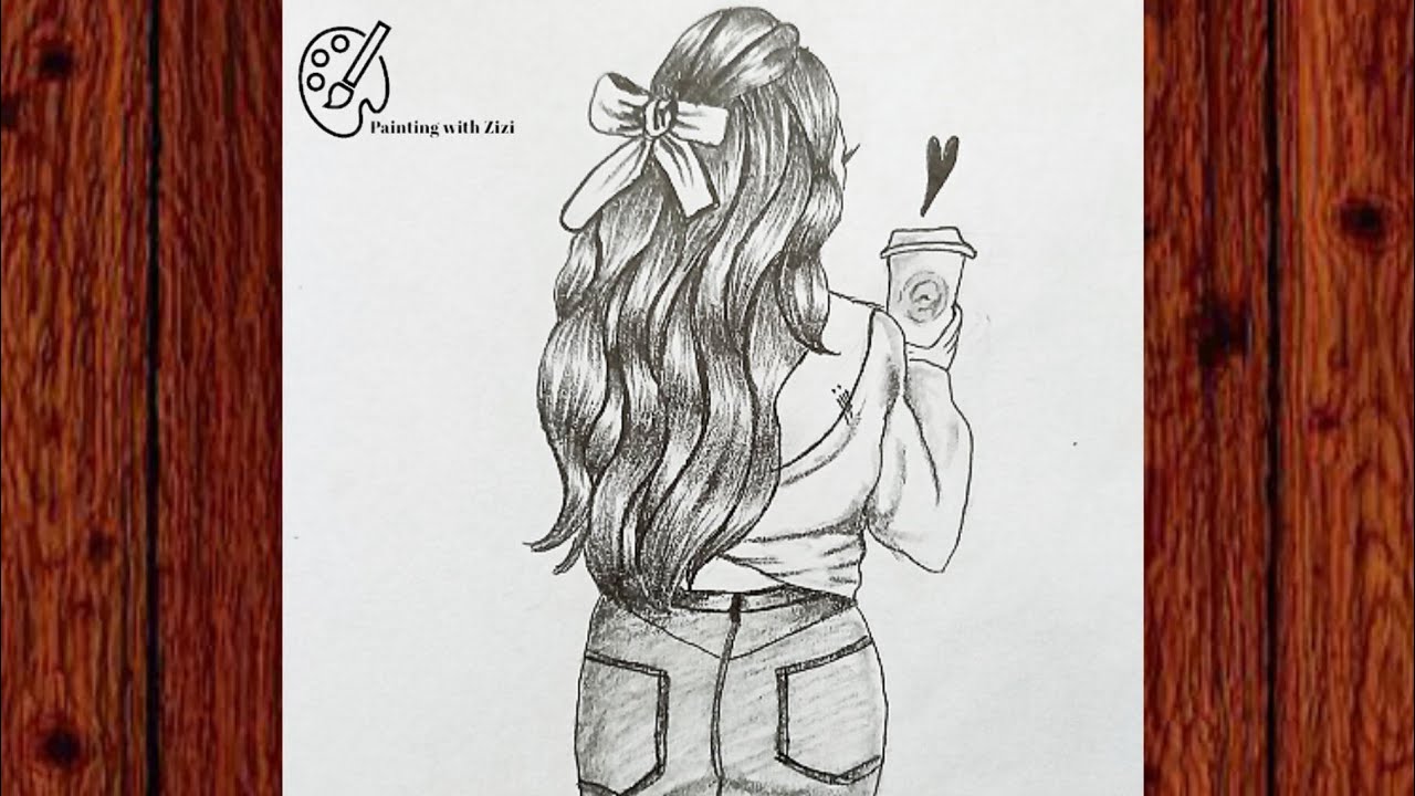 Drawing of a girl with long hair:Draw a girl with long hair very easily ...