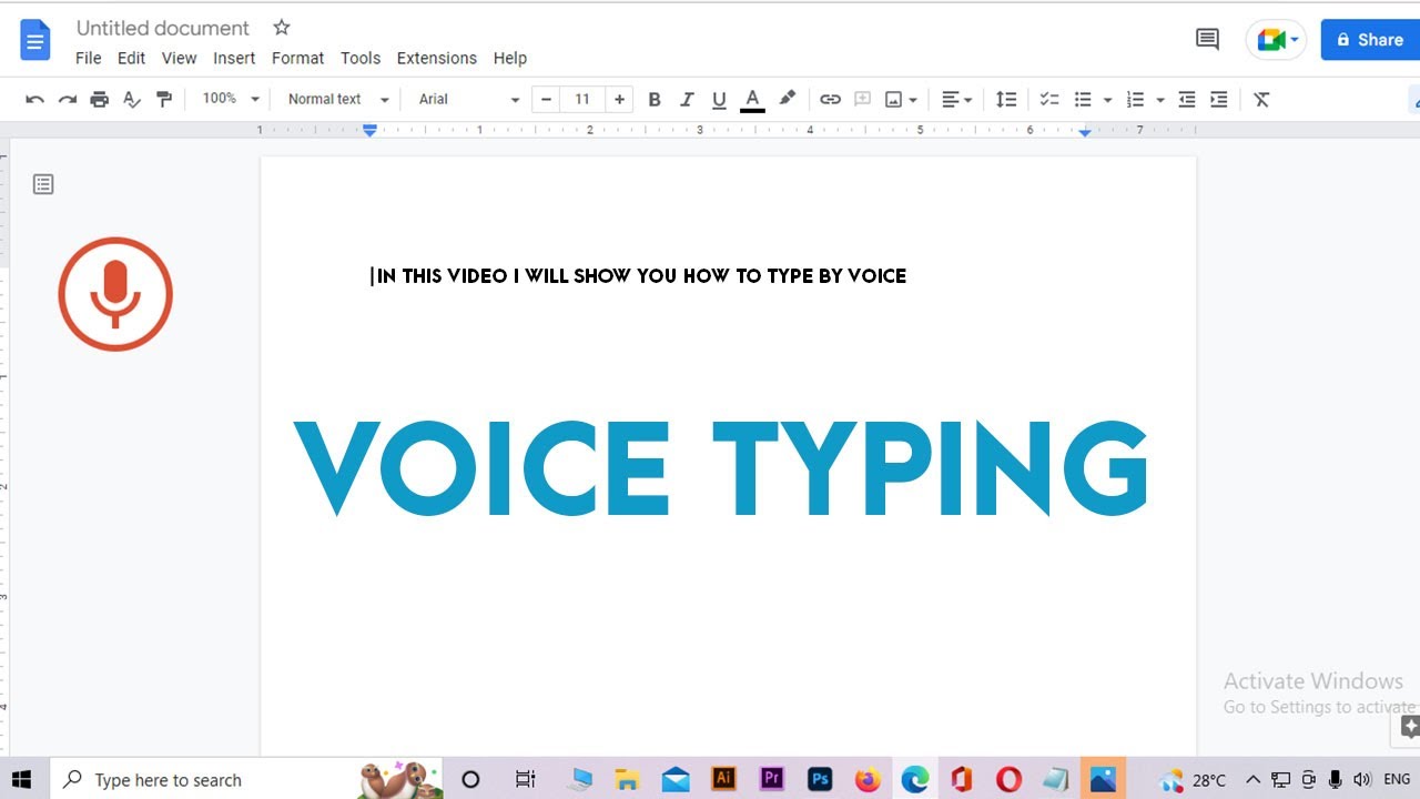 how to voice typing in google docs in laptop - YouTube