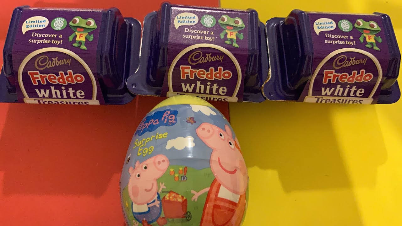 Cadburys Freddo treasures + Peppa Pig surprise egg!! - YouTube
