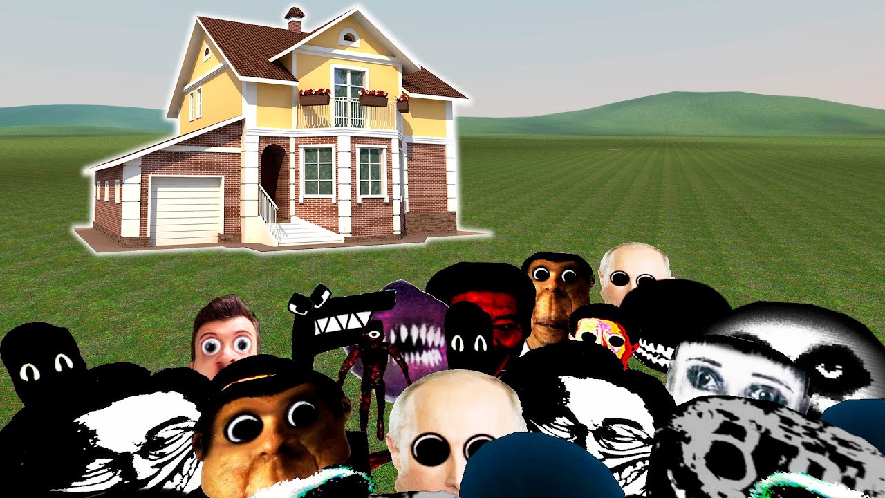 ROBLOX DOORS and OBUNGA FAMILY VS HOUSES!! (Garry's Mod) - YouTube