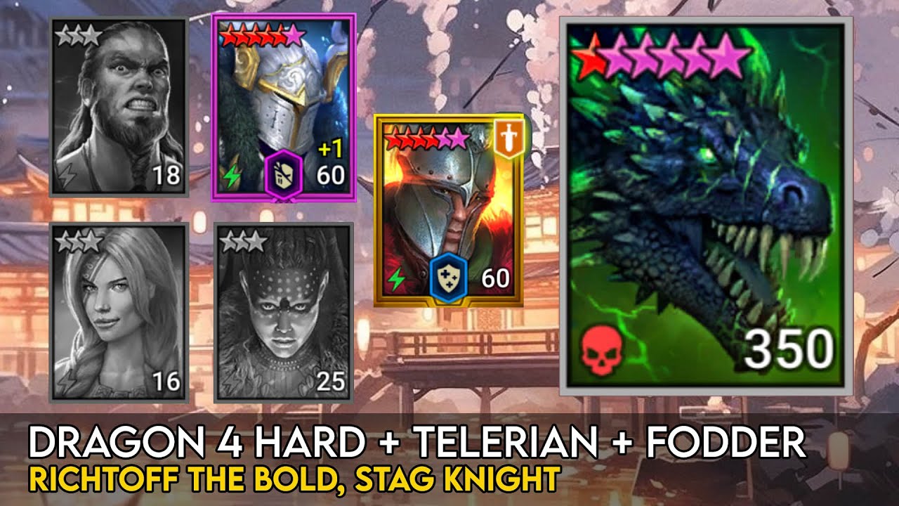 Dragon 4 Hard Telerian Only - Richtoff the Bold & Stag Knight | Raid ...