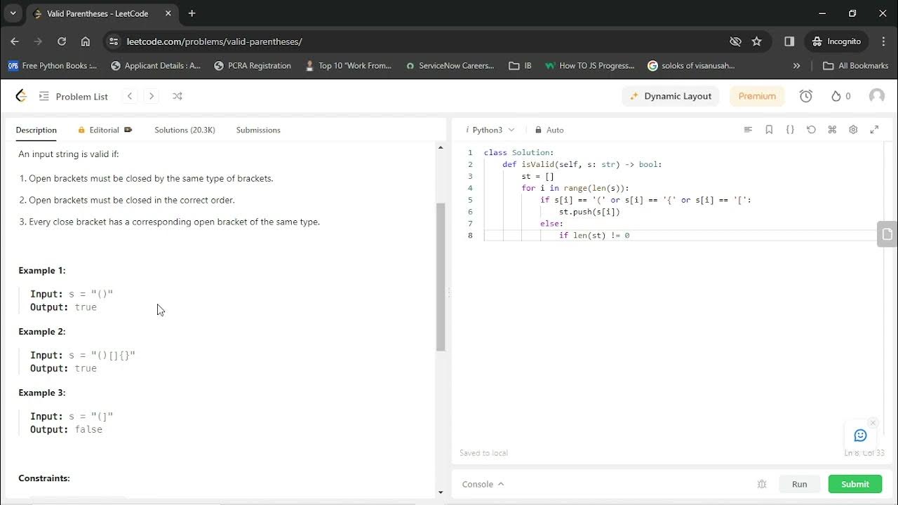 #Q.20:(Easy): Leetcode problem "Valid Parentheses" - YouTube