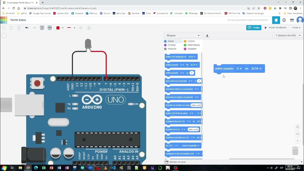 Arduino prender y apagar luz led en simulador - YouTube