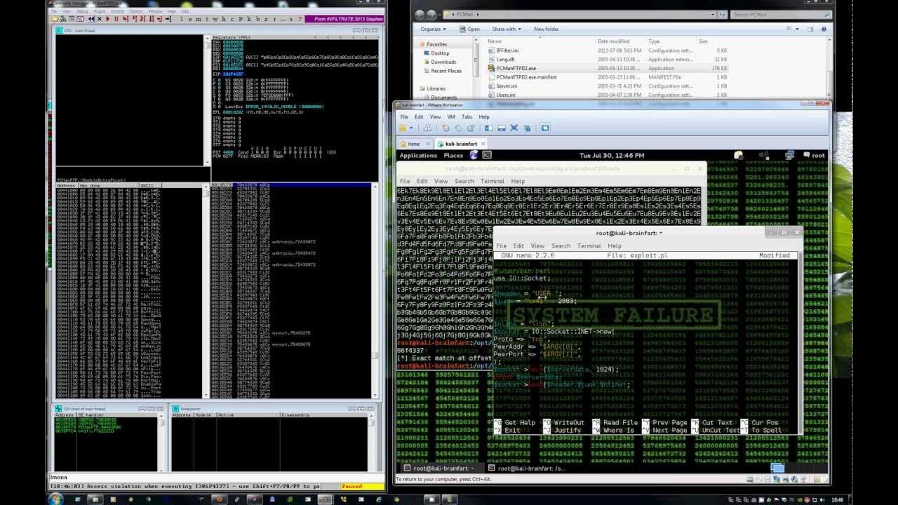 Remote Buffer Overflow exploit (PCman FTP Server) - YouTube