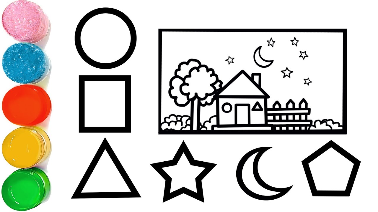 How to Draw A House Form Shapes | Drawing and Coloring for Kids ...