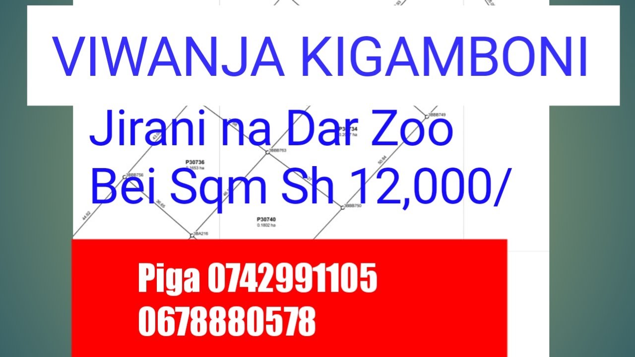 Viwanja Kigamboni -Kisarawe 2Jirani na Dar Zoo- Plot for Sales ...