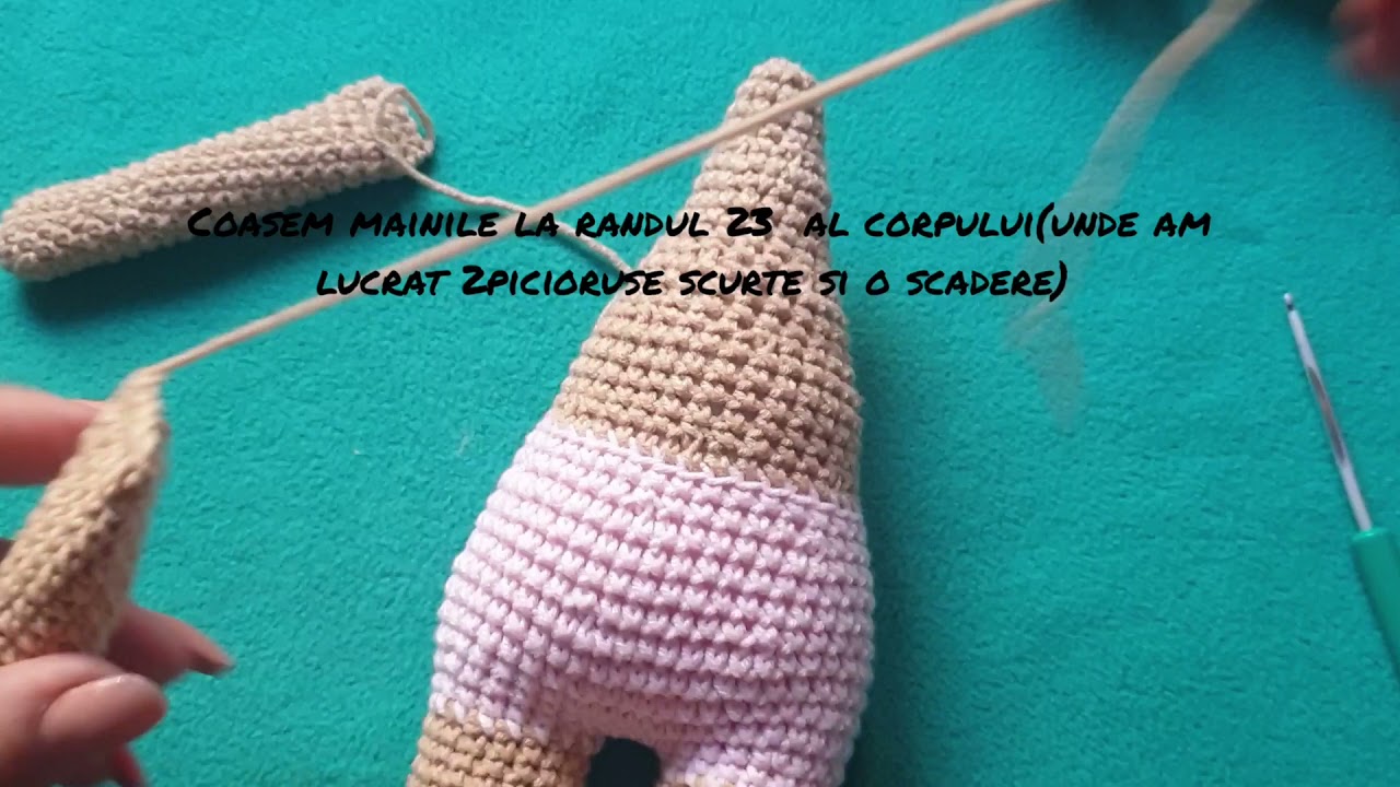 Papusa crosetata Sophie( tutorial video pas cu pas)- Partea a 3a ...