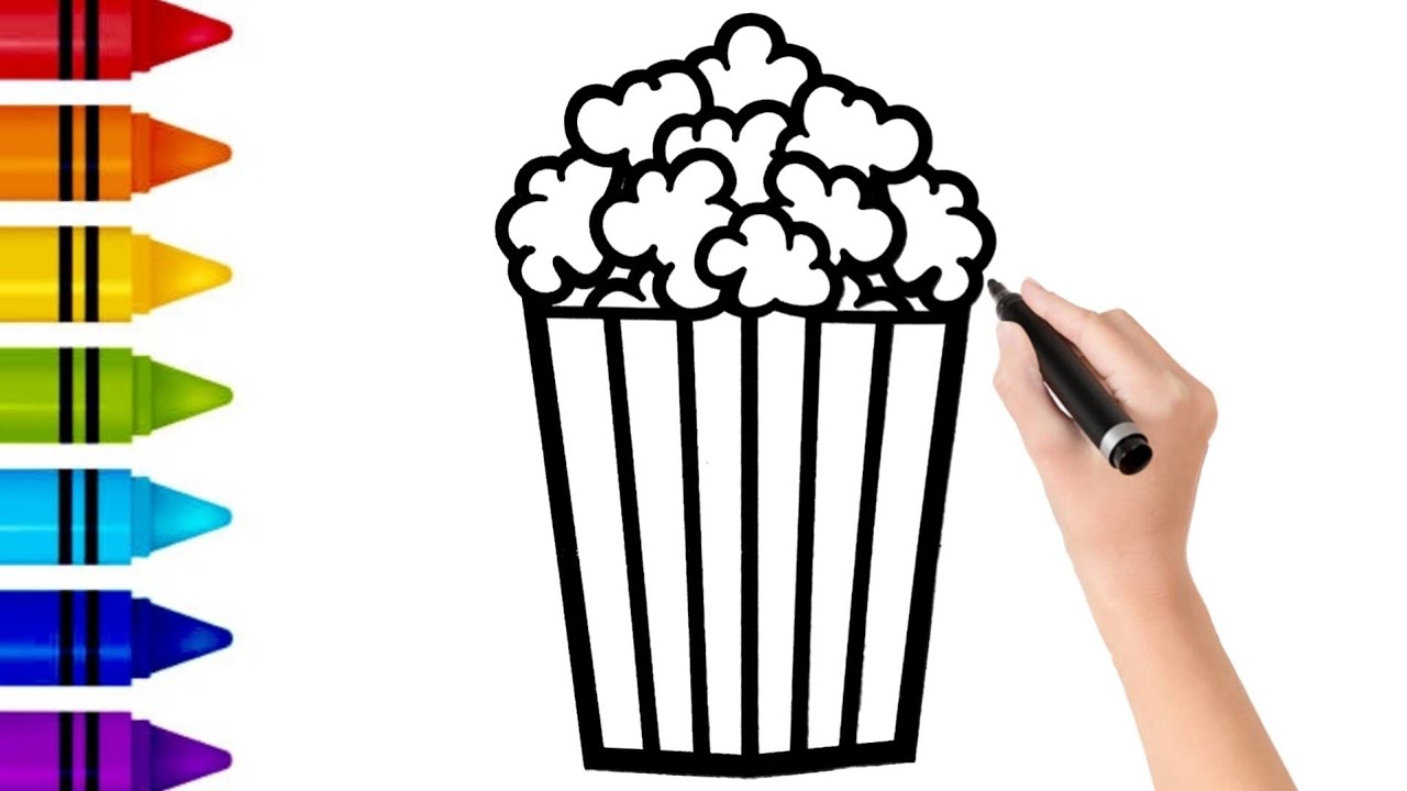 How to Draw POPCORN easily || Coloring & Painting || Step by Step ...
