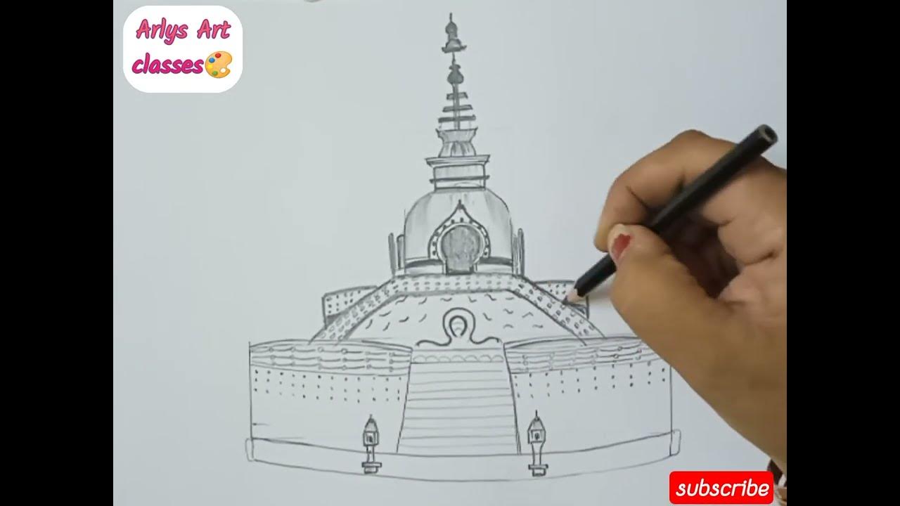 Shanti Stupa, Leh Ladakh sketch#Historical monument#World heritage#very ...