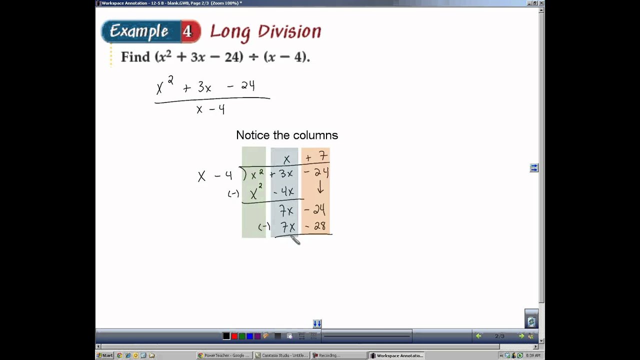 Section 12-5 B Dividing Polynomials by Binomials.mp4 - YouTube