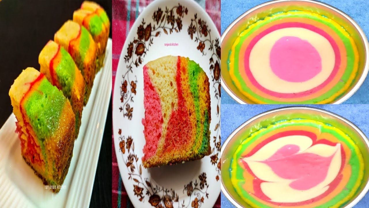 Rainbow Cake/eggless rainbow Cake/rainbow Cake in a pan - YouTube