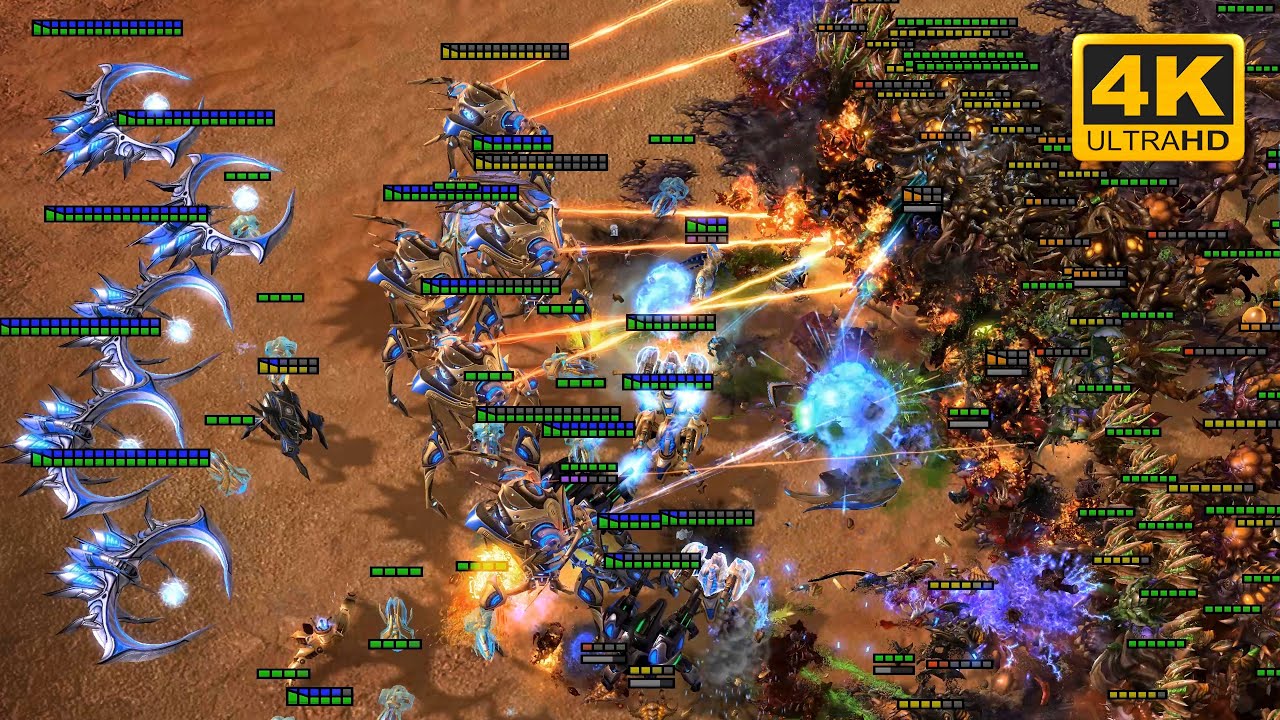 SUPER MASSIVE BATTLE! Protoss vs Zerg - Desert Strike Azure - Starcraft ...