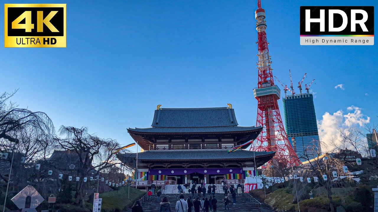 【4K HDR】Tokyo tower with a traditional temple - YouTube