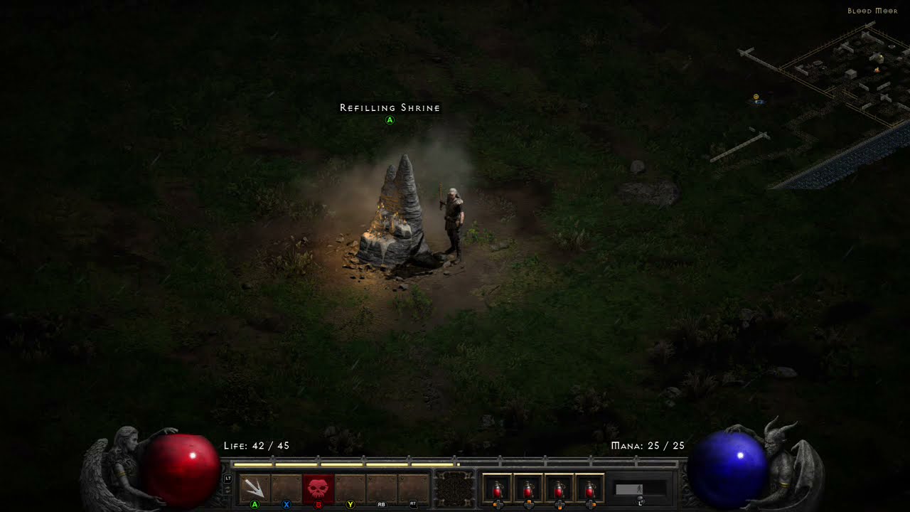 DIABLO II: RESURRECTED Necromancer Rogue Encampment Blood Moor Fallen ...