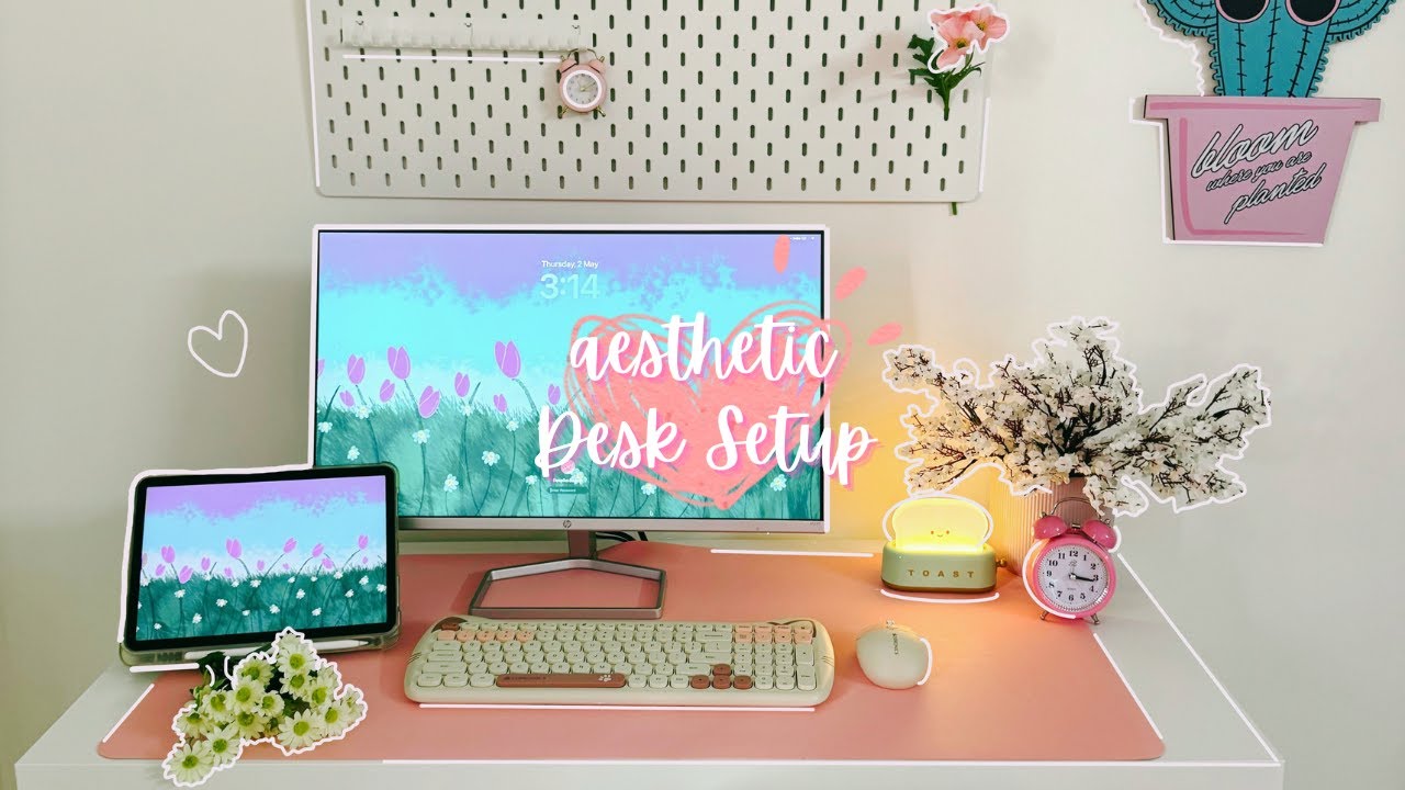 Aesthetic desk setup🌷| minimalist setup | pinterest inspired #desksetup ...