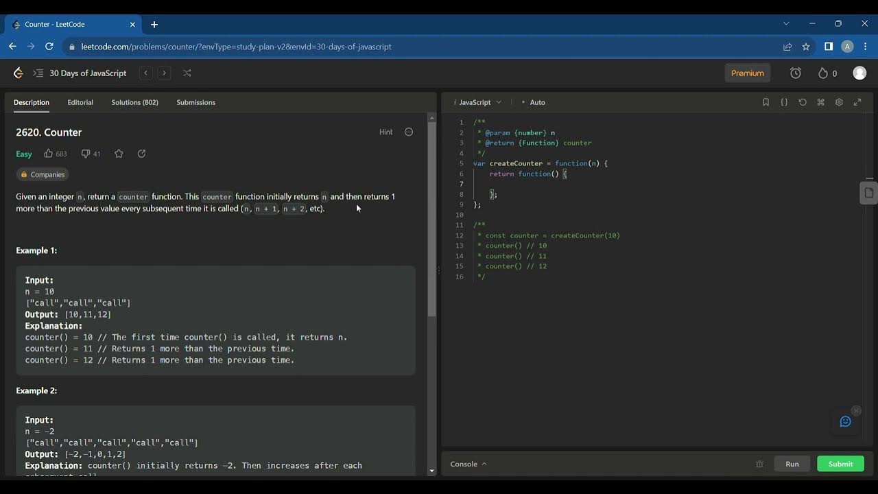 Counter function in javascript || DAY 2 LEETCODE 2620 || #30daysofjavascript - YouTube