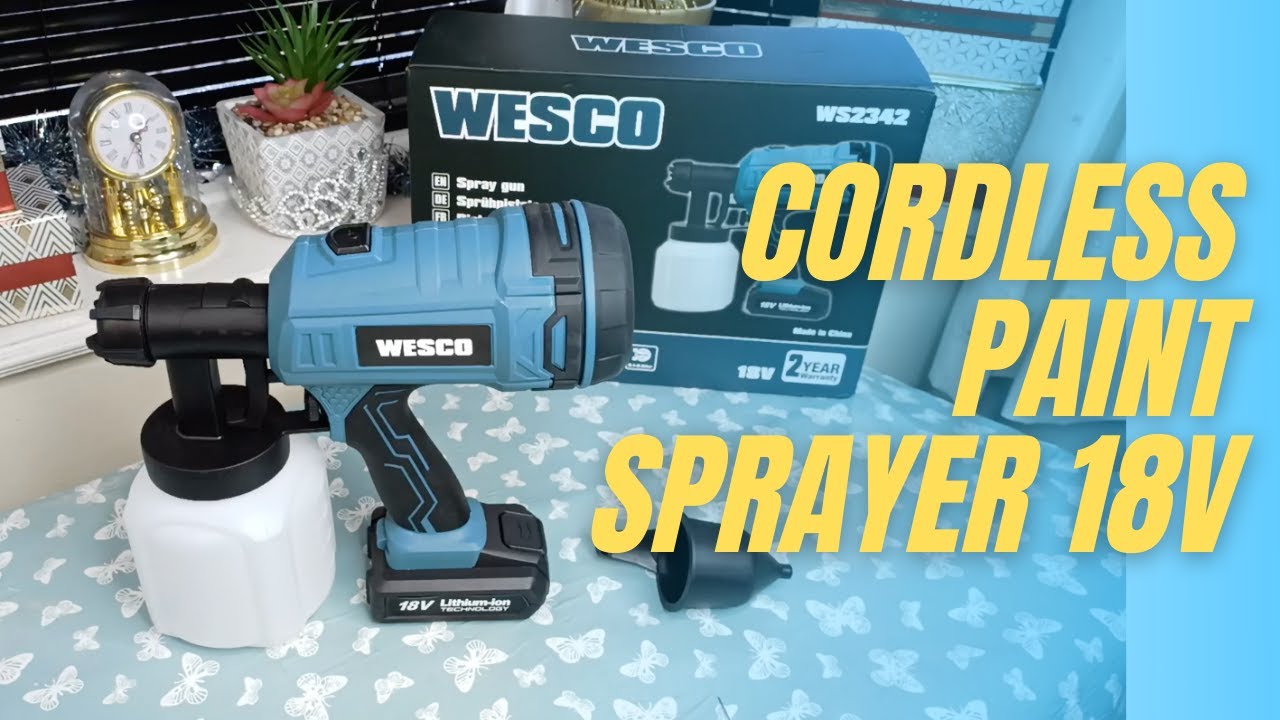 Cordless Paint Sprayer 18V 2.0AH Wesco - Review - YouTube