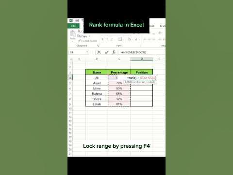Mastering the Rank Function: Excel Tips for Student Position Calculation #excel - YouTube