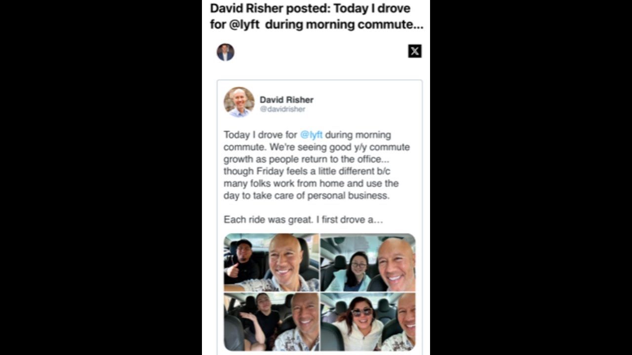 Lyft CEO David Risher driving and featuring who? OH, OFCOURSE…..RIDERS ...