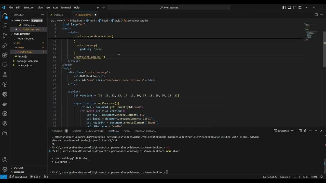 Como crear una aplicación de escritorio con ElectronJS - NVM Desktop - YouTube