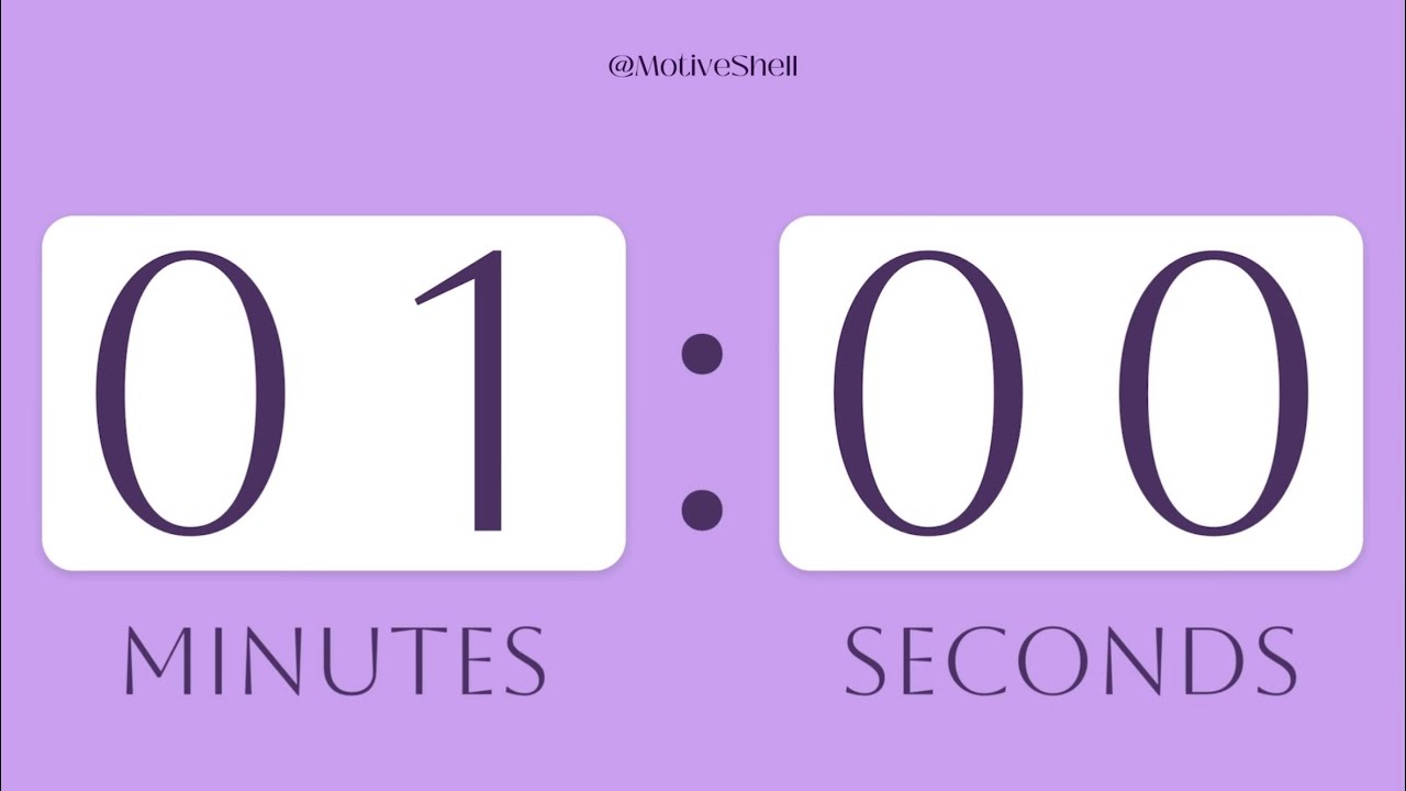 1 minute countdown - purple theme - YouTube