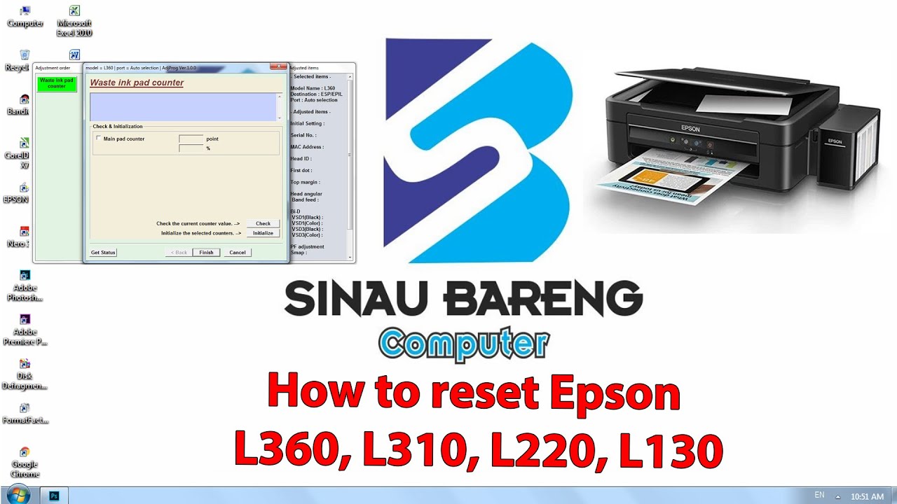 How to reset Epson L360, L3 on10, L220, L130 (Fast & Easy) - YouTube