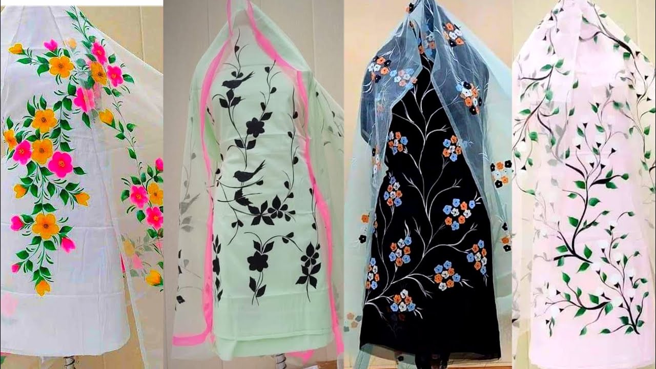 Hand paint dress || Beautyfull handpaint dress design || #Handpaint ...