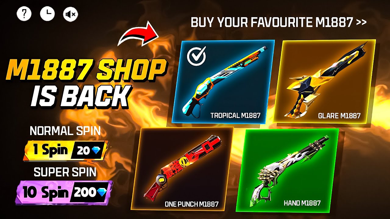 All M1887 Gun Skin Return Free Fire | M1887 Return In India | Free Fire ...
